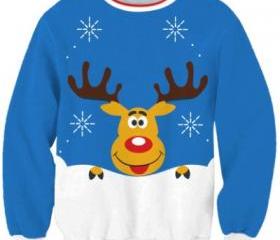 Christmas Sweater Santa Claus Printed Sweatshirt on Luulla