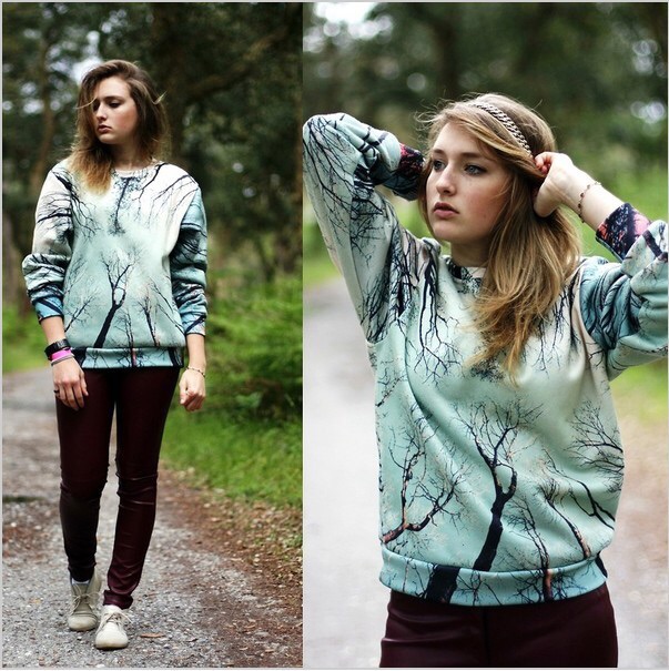 Tree Printed Sweatshirts Sweater For Women Men on Luulla